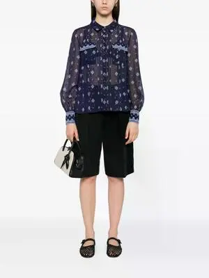 SELF-PORTRAIT Patterned Chiffon Blouse