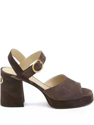 Valentino Garavani Fawcette Platform Leather Sandal 100mm - Brown