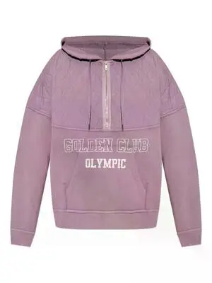 GOLDEN GOOSE Quilted-panel Half-zip Hoodie - Mauve