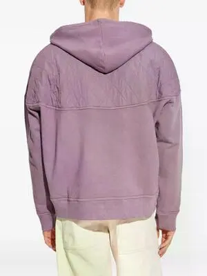 GOLDEN GOOSE Quilted-panel Half-zip Hoodie - Mauve