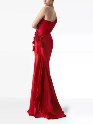 GABY CHARBACHY Ruffle-detail Side-split Evening Gown