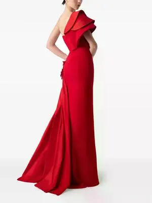 GABY CHARBACHY Ruffle-detail Side-split Evening Gown
