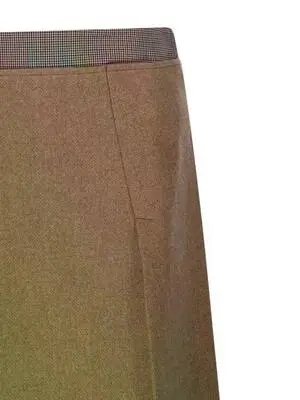 Sportmax Checked-waistband Midi Skirt - Brown