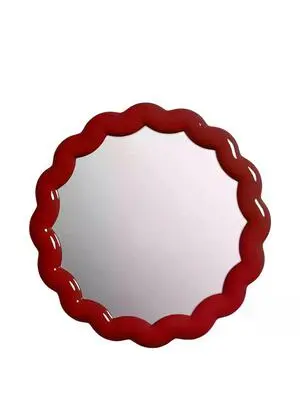 &K AMSTERDAM Zigzag Round Mirror - Red