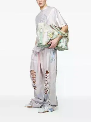 Acne Studios Lace-trimmed Printed Tote Bag - Green
