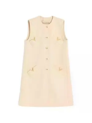 Valentino Garavani Button-up Coat With Vgold Details - Neutrals