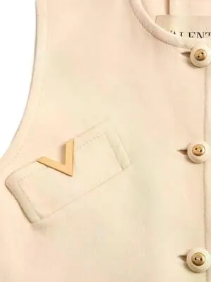 Valentino Garavani Button-up Coat With Vgold Details - Neutrals