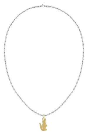 Lacoste Arthor Crocodile Pendant Necklace - Silver Stainles Steel
