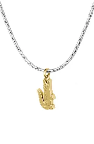 Lacoste Arthor Crocodile Pendant Necklace - Silver Stainles Steel