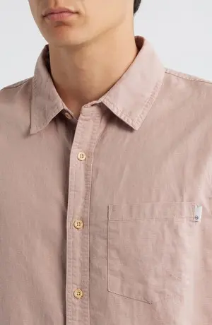 Ag Wesley Linen & Cotton Button-up Shirt - Desert Mauve