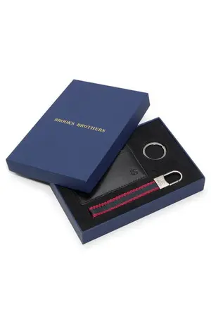 Brooks Brothers Leather Card Case & Key Chain Set