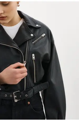 LAMARQUE Dylan 80's Leather Biker Jacket - Black