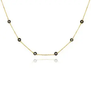 ANNA ZUCKERMAN Petit Bubble Charm Necklace - Black/yellow Gold