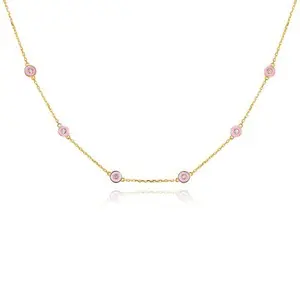 ANNA ZUCKERMAN Petit Bubble Charm Necklace - Pink/yellow Gold