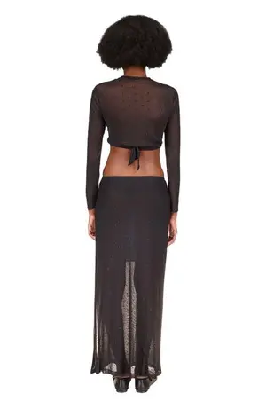 Anna Sui Rhinestone Mesh Skirt - Black