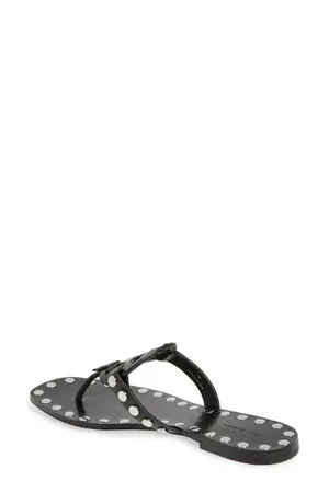 Tory Burch Miller Studded Thong Sandal - Perfect Black /silver