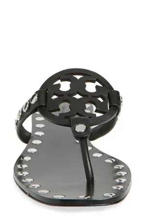 Tory Burch Miller Studded Thong Sandal - Perfect Black /silver