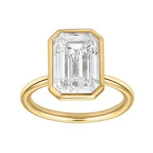 LUVMYJEWELRY 14k Gold Carat Emerald Cut Lab Grown Diamond Solitaire Ring - 14k Yellow Gold