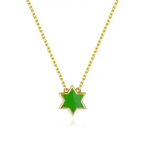 ANNA ZUCKERMAN Petit Star Of David Necklace - Green