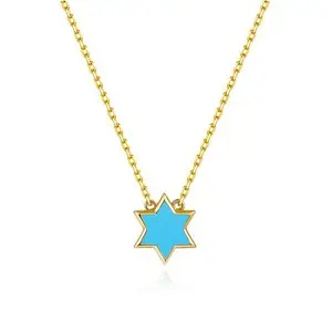 ANNA ZUCKERMAN Petit Star Of David Necklace - Sky Blue