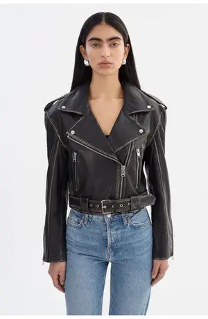 LAMARQUE Ford Distressed Leather Biker Jacket