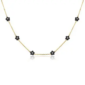 ANNA ZUCKERMAN Petit Daisy Necklace - Black/yellow Gold