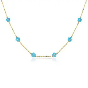 ANNA ZUCKERMAN Petit Daisy Necklace - Sky Blue/yellow Gold