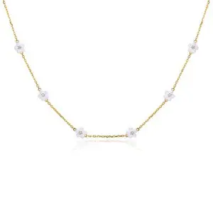ANNA ZUCKERMAN Petit Daisy Necklace - White/yellow Gold