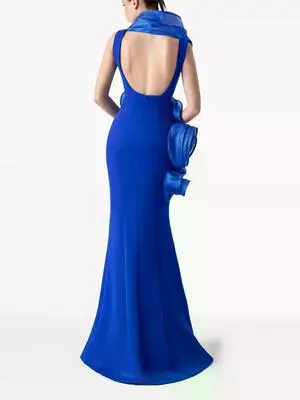 GABY CHARBACHY Draped Ruffle Evening Gown