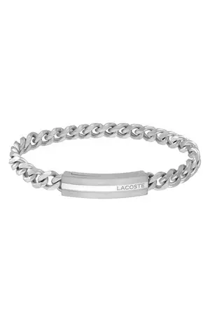 Lacoste Geometric Bar Pendant Chain Bracelet - Silver