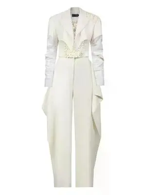 GABY CHARBACHY Embellished Draped Jumpsuit - Neutrals