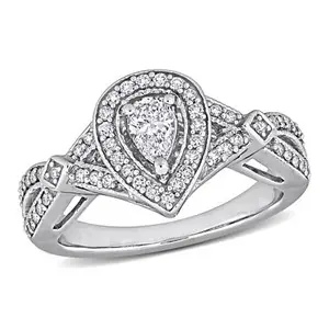 JULIANNA B. 1/2 Cttw Diamond Pear Halo Ring - 14k White Gold
