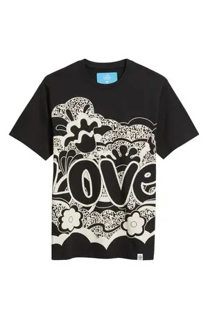 VIC GARCIA WORLD Love Flower Graphic T-shirt - Black