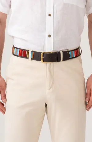 KOY CLOTHING Handcrafted Leather Maasai Beaded Belt - Red