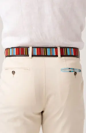 KOY CLOTHING Handcrafted Leather Maasai Beaded Belt - Red