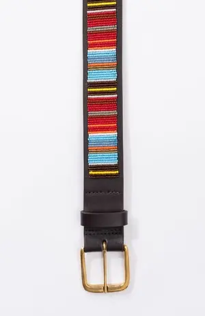 KOY CLOTHING Handcrafted Leather Maasai Beaded Belt - Red