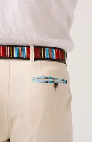 KOY CLOTHING Handcrafted Leather Maasai Beaded Belt - Red