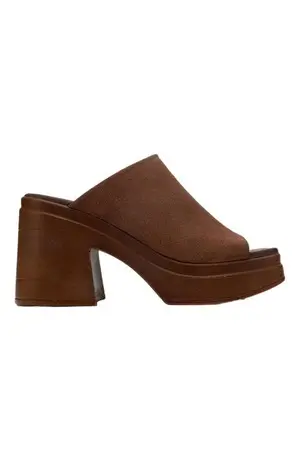 FOREVER & ALWAYS SHOES Nola Leather Platform Mules - Dark Brown Suede Leather