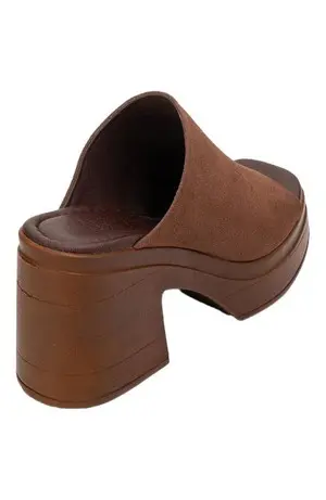 FOREVER & ALWAYS SHOES Nola Leather Platform Mules - Dark Brown Suede Leather