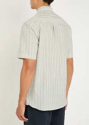 Sunspel Striped Embroidered Cotton Shirt - Blue