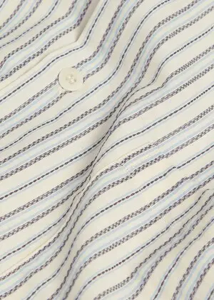 Sunspel Striped Embroidered Cotton Shirt - Blue