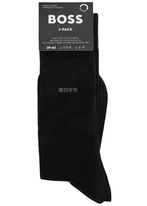 BOSS Logo Cotton-blend Socks 2-pack - Black
