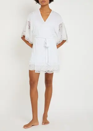 Eberjey Beatrix Lace-embellished Jersey Robe