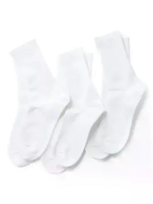 ROTOTO Ribbed Crew Socks Three-pack - White