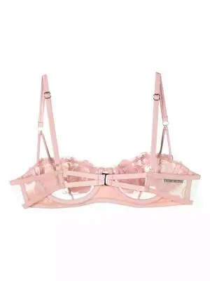 FLEUR DU MAL Rose-embroidered Balconette Bra