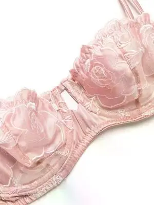 FLEUR DU MAL Rose-embroidered Balconette Bra