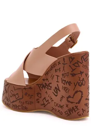 Chloé Maxime Leather Platform Wedge Sandals - Pink