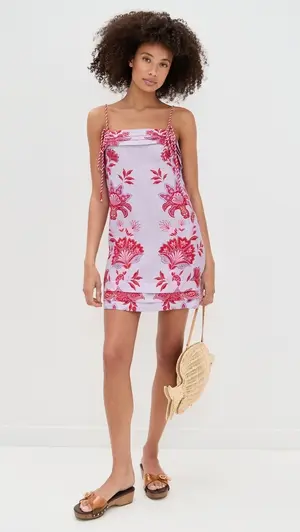 Farm Rio Floral Print Linen Mini Dress