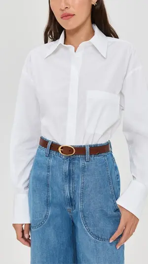 TWP Narrow Leather Belt - Cognac
