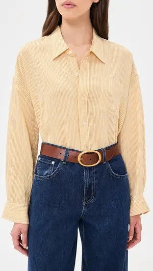 TWP Wide Leather Belt - Cognac